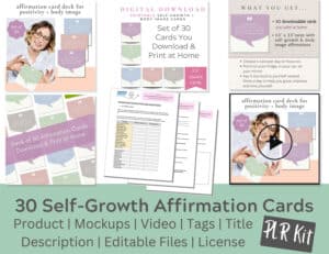 Affirmation Cards with Self-Growth Quotes & Positive Body Image